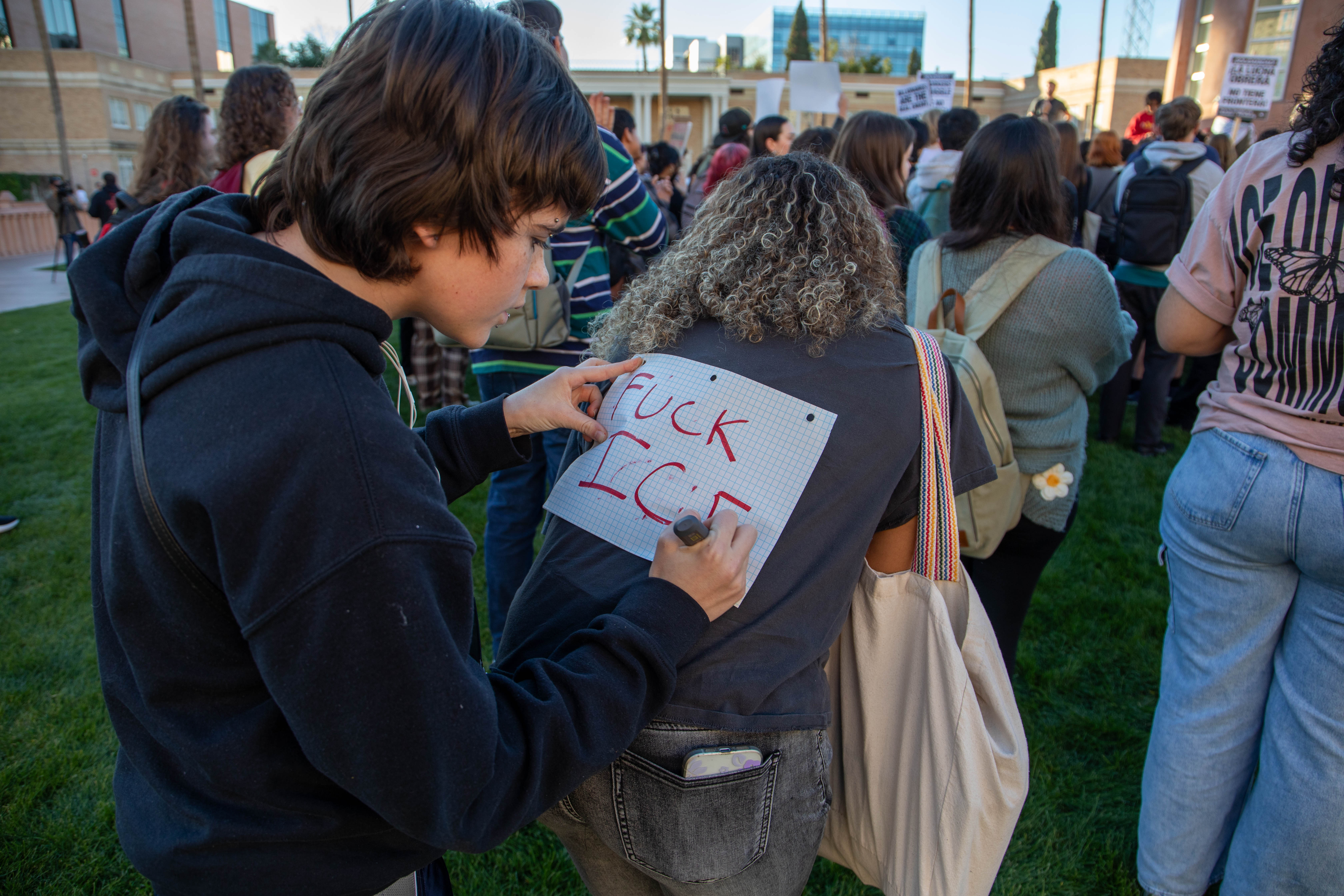 ASU students hold walkout to protest Trump and ICE: Photos