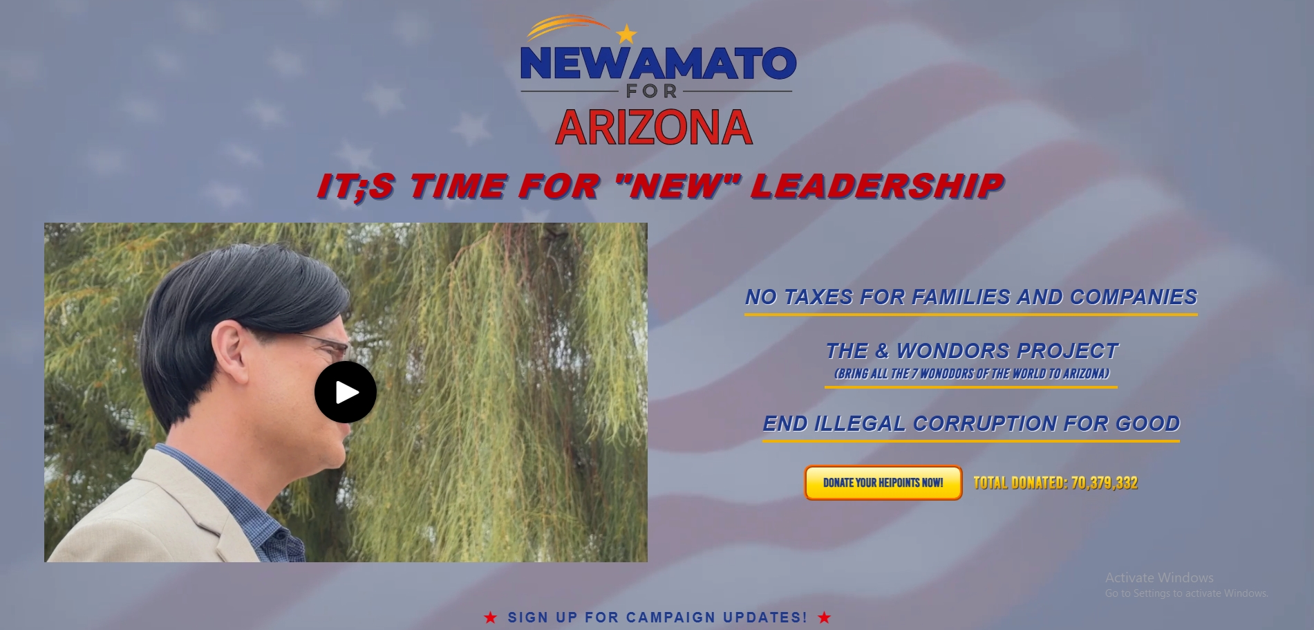Tim Heidecker's New Amato launches Arizona governor bid