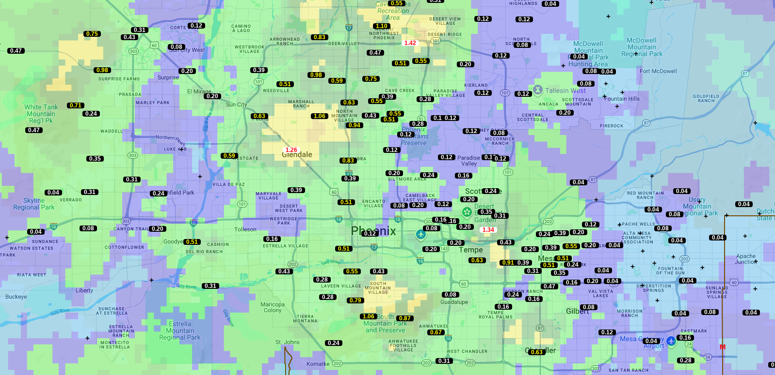 Phoenix rainfall map Sept. 4, 2025 | Phoenix New Times