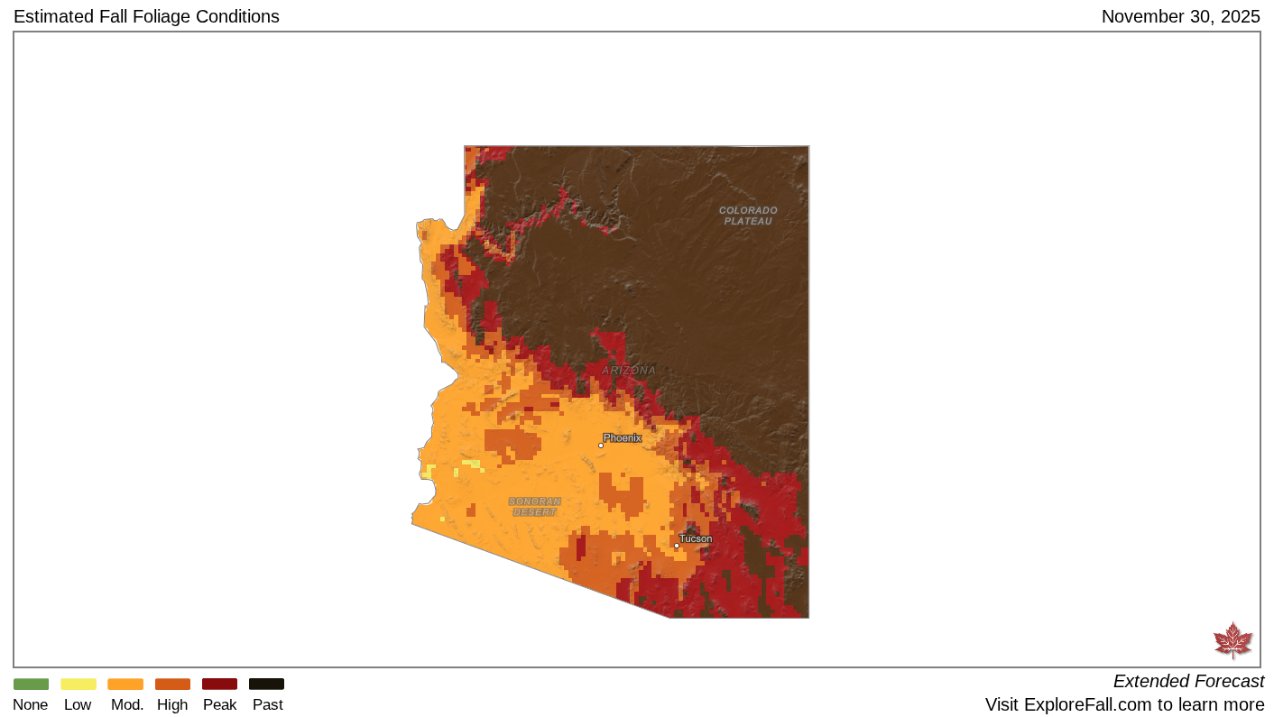Map: When to see fall leaves change color in Arizona 2025 | Phoenix New ...
