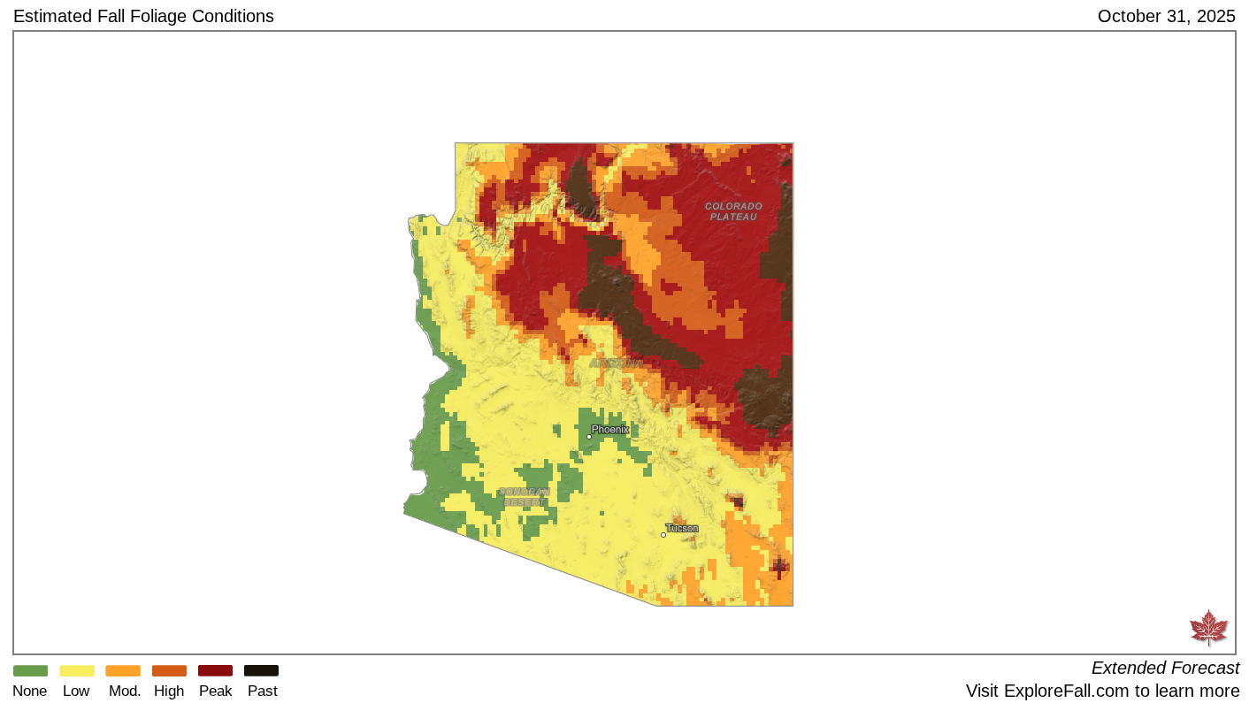 Map: When to see fall leaves change color in Arizona 2025 | Phoenix New ...